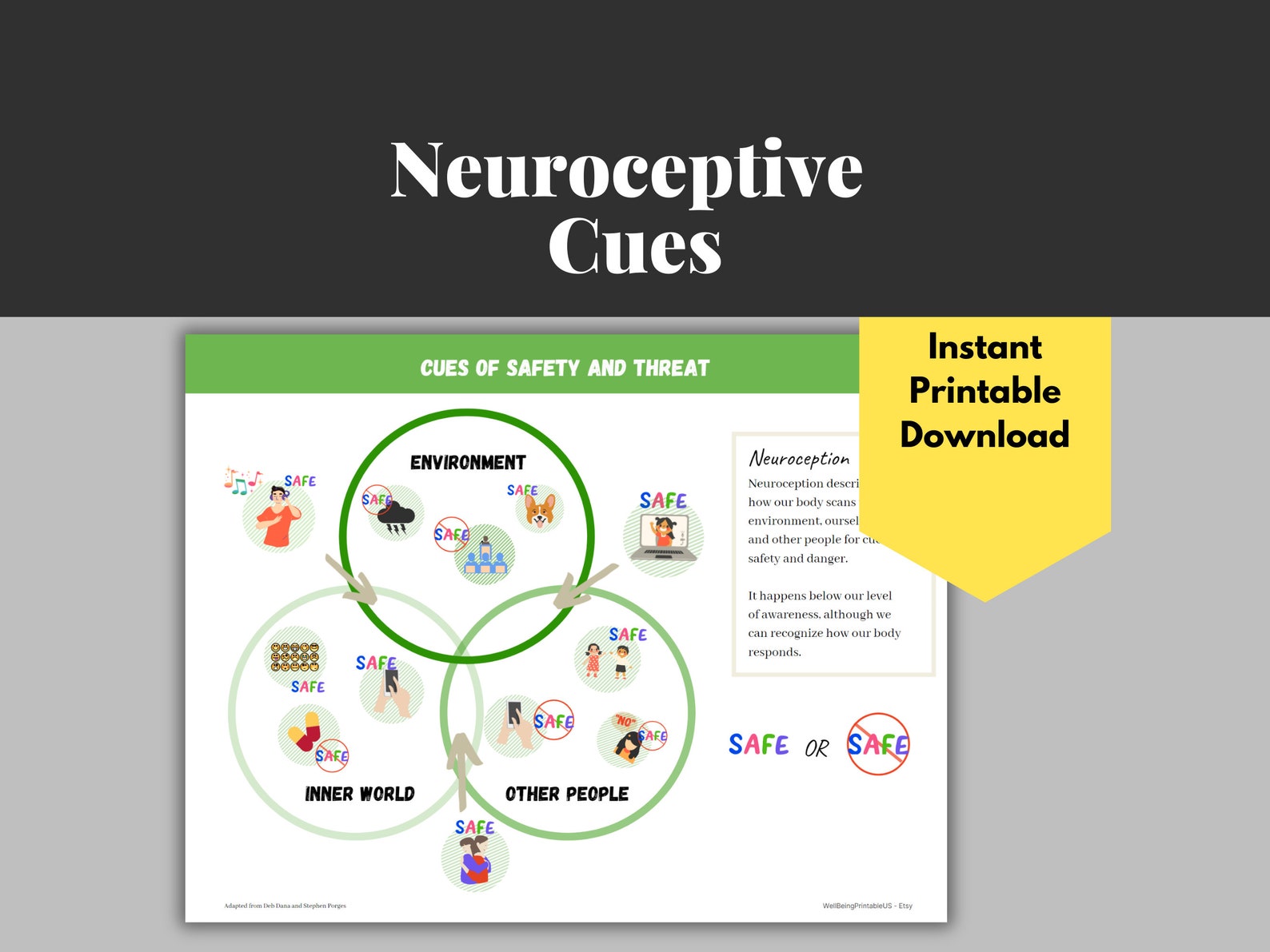 Neuroceptive Cues of Safety or Threat Infographic | Polyvagal Theory ...