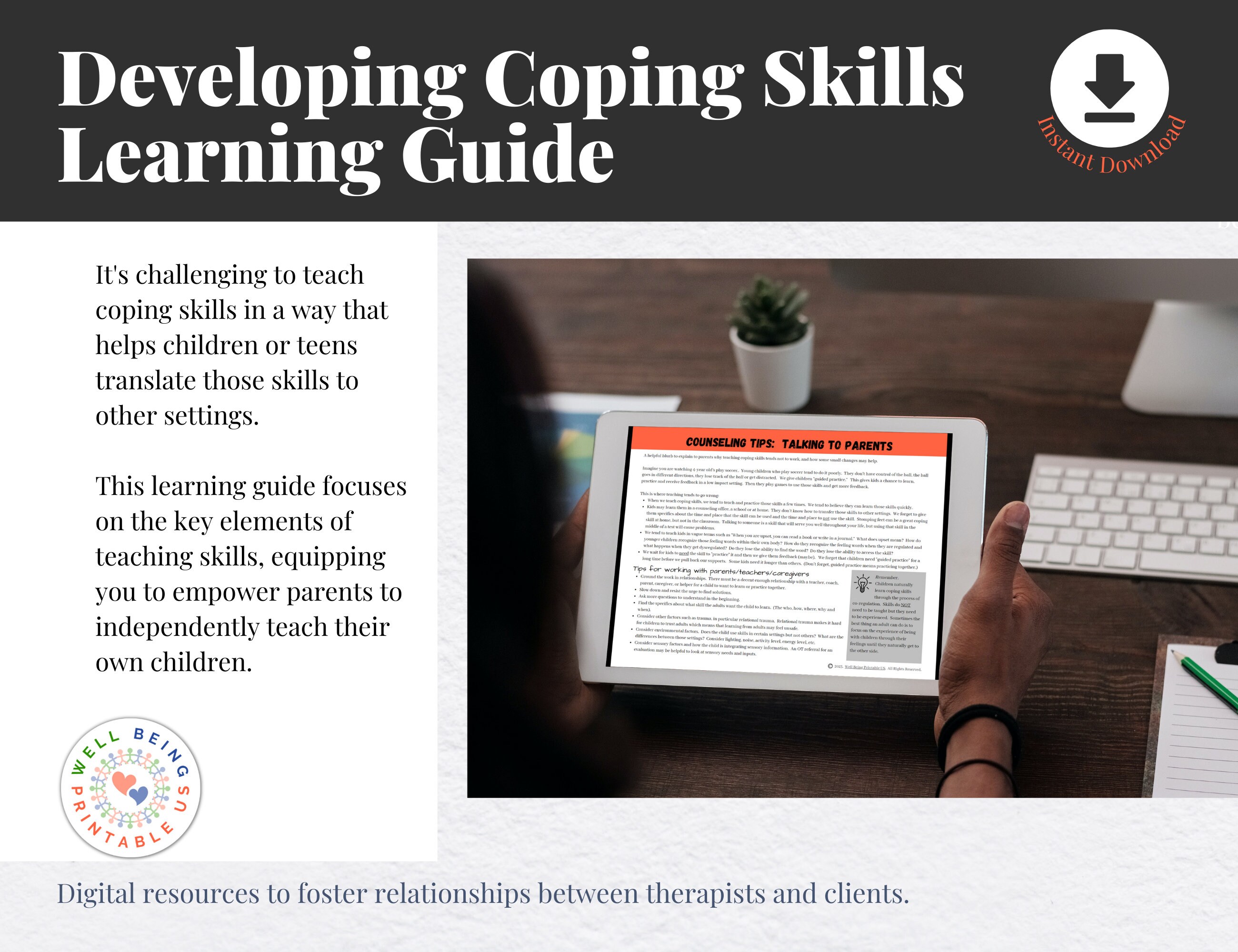 Kids Coping Strategies CBT Worksheet for Parents Mental Health Digital ...