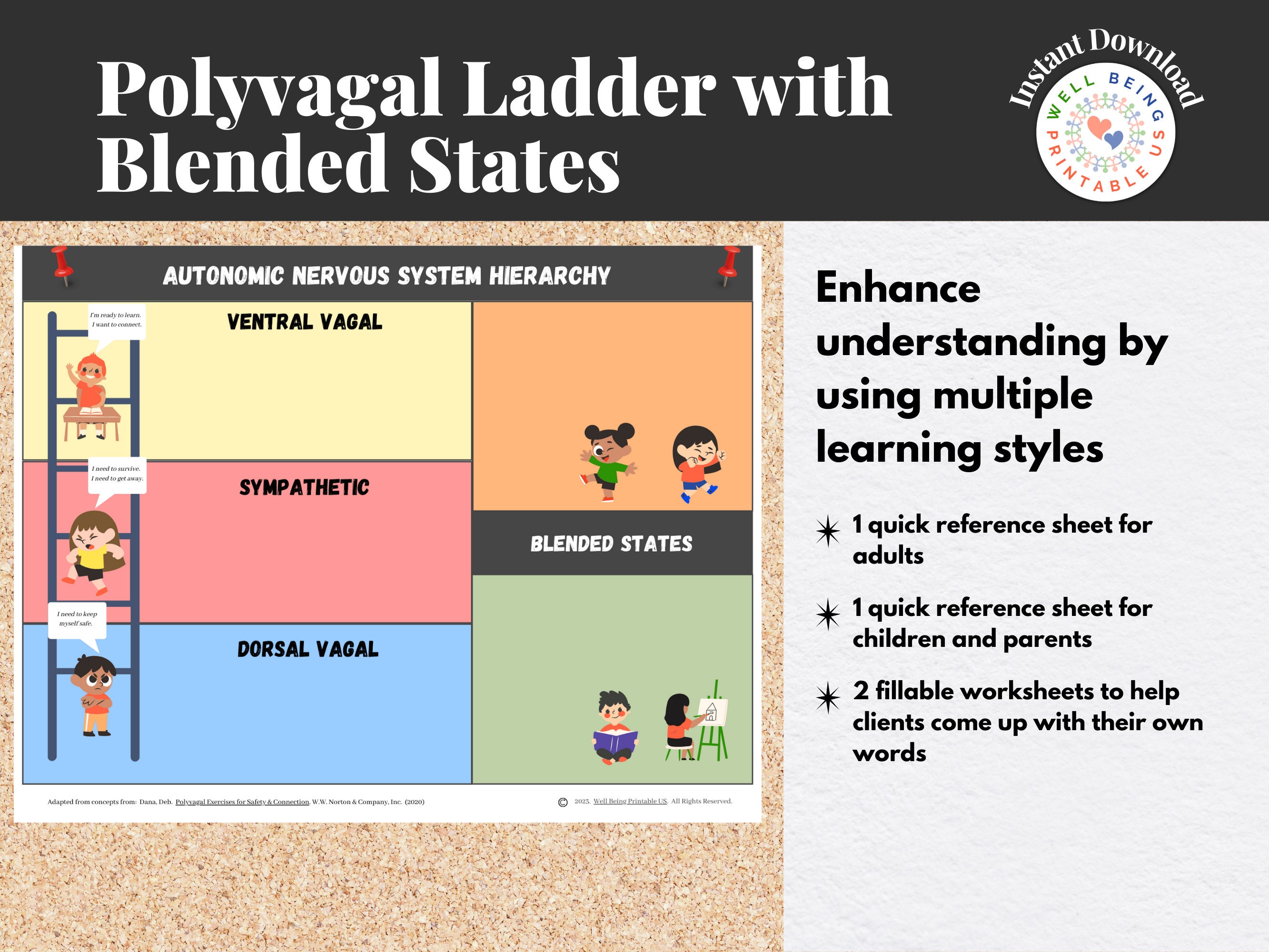 Polyvagal Theory ANS Ladder Mental Health Resource | Mental Health ...