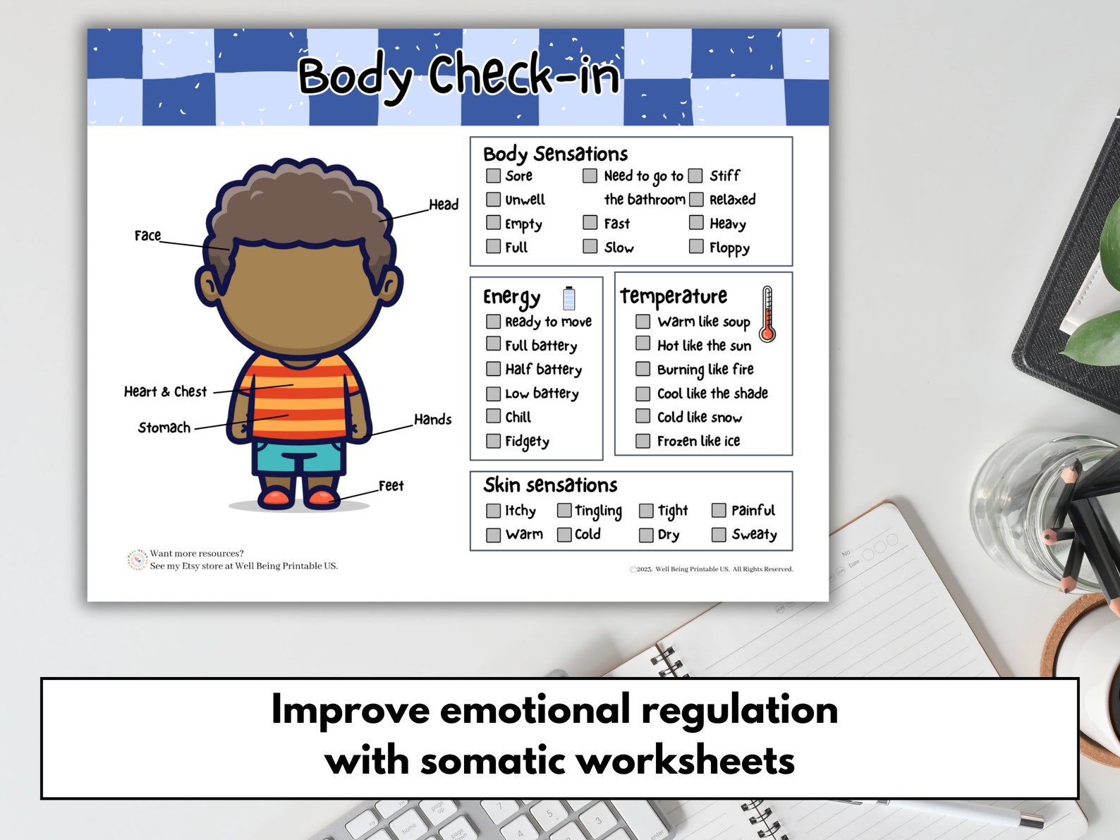 Somatic Therapy Check-in Worksheets | Mental Health Digital Downloads ...