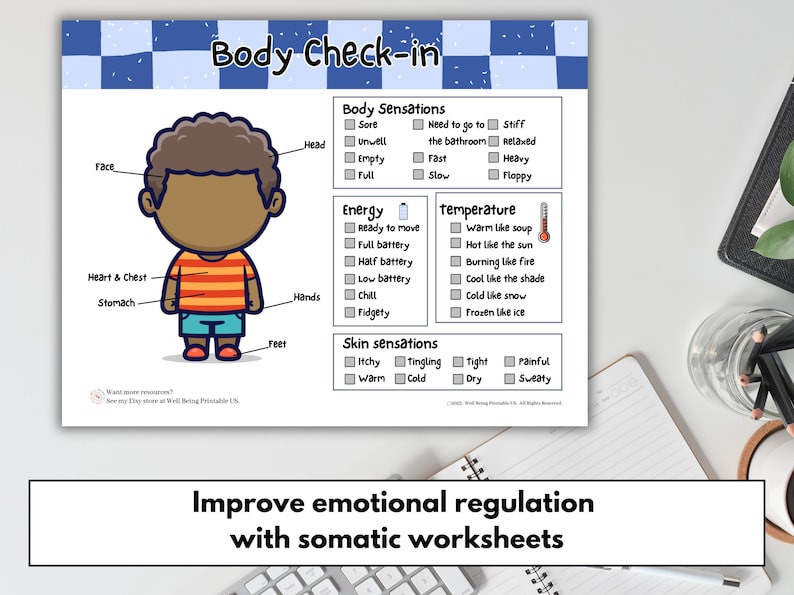 Somatic Therapy Check-in Worksheets | Mental Health Digital Downloads ...