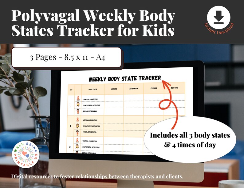 Polyvagal Theory Body Tracker for Kids | Mental Health Digital ...