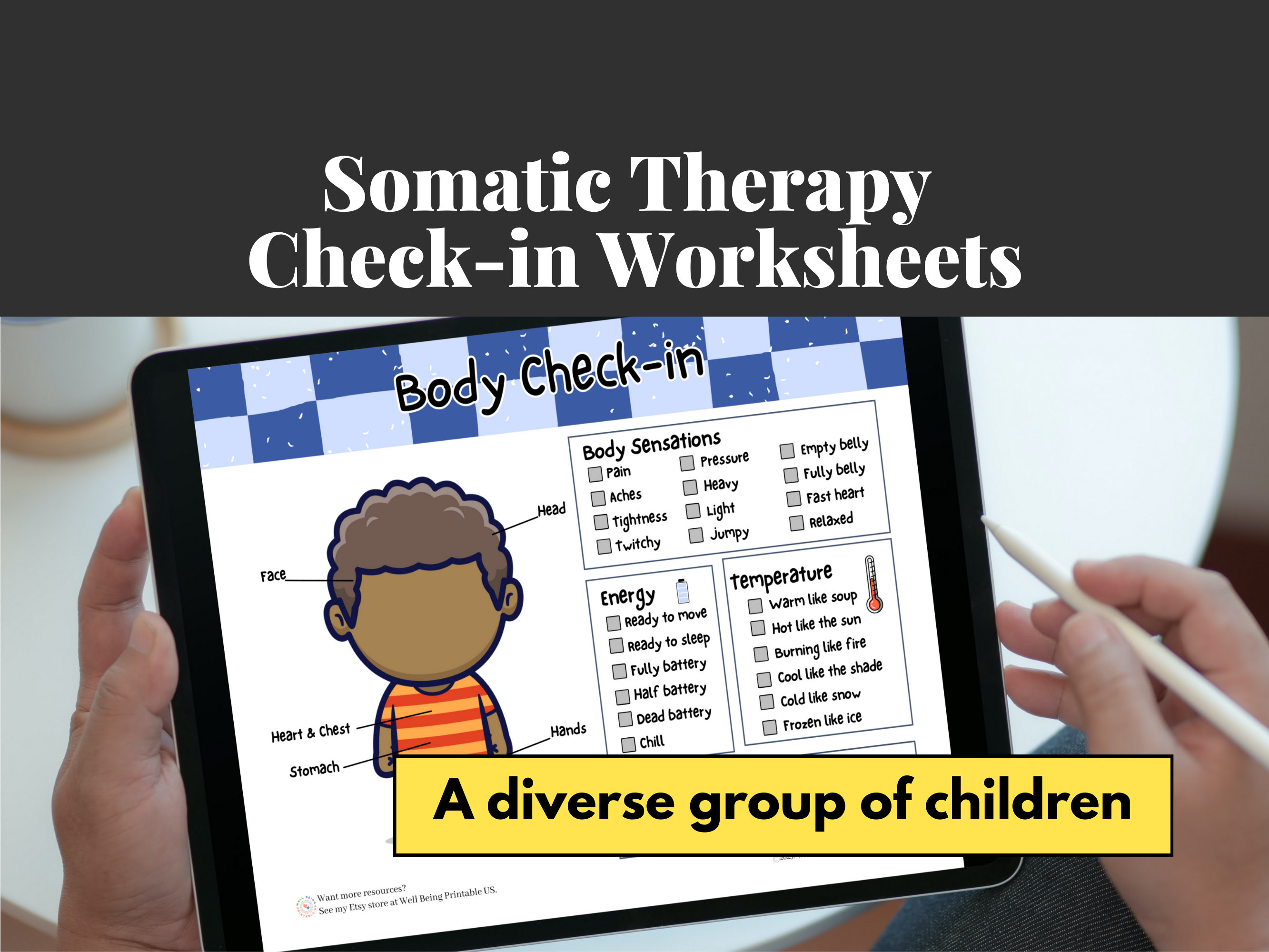 Somatic Therapy Check-in Worksheets | Mental Health Digital Downloads ...