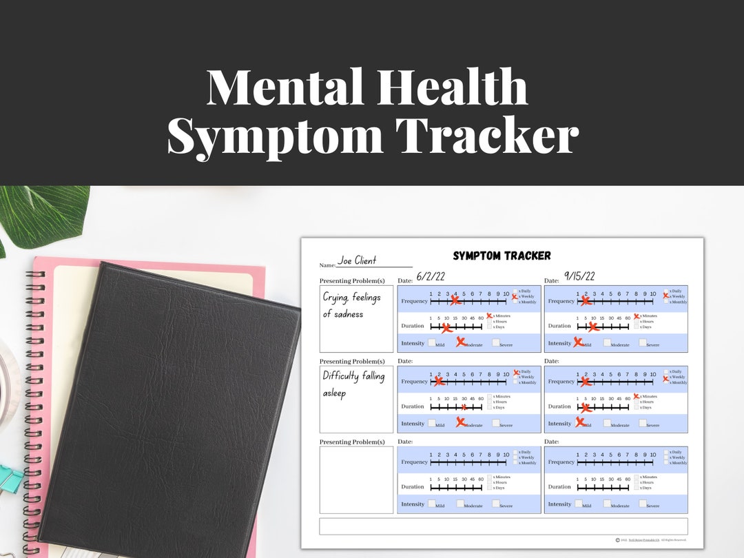 Mental Health Symptom Tracker Therapy Worksheet | Mental Health Digital ...