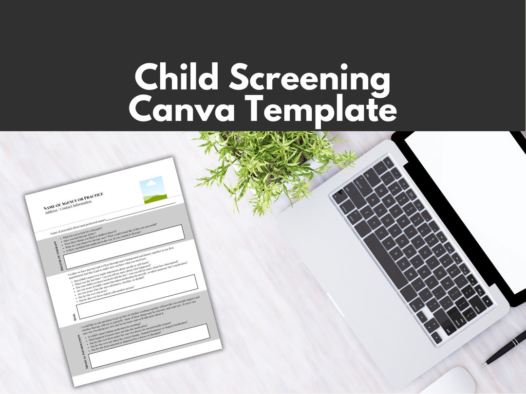 Child Client Screening Canva Template, Client Assessment Worksheet ...