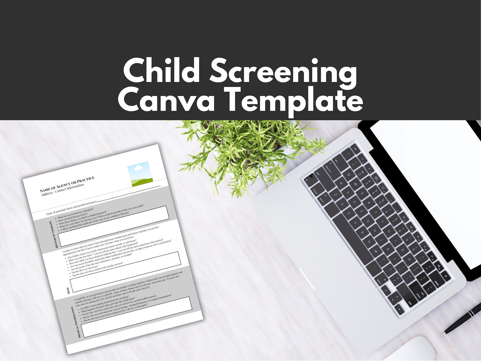 Child Client Screening Canva Template, Client Assessment Worksheet ...