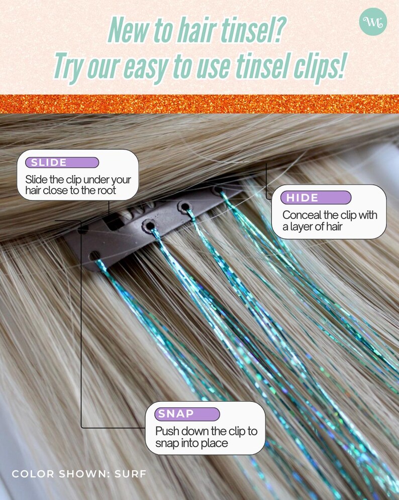 Showgirl Mint Green Hair Tinsel: Heat Resistant Sparkly Fairy Hair ...
