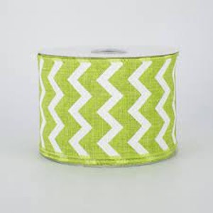 Green & White Chevron Wired Ribbon, Craft Accent Supply for Making ...