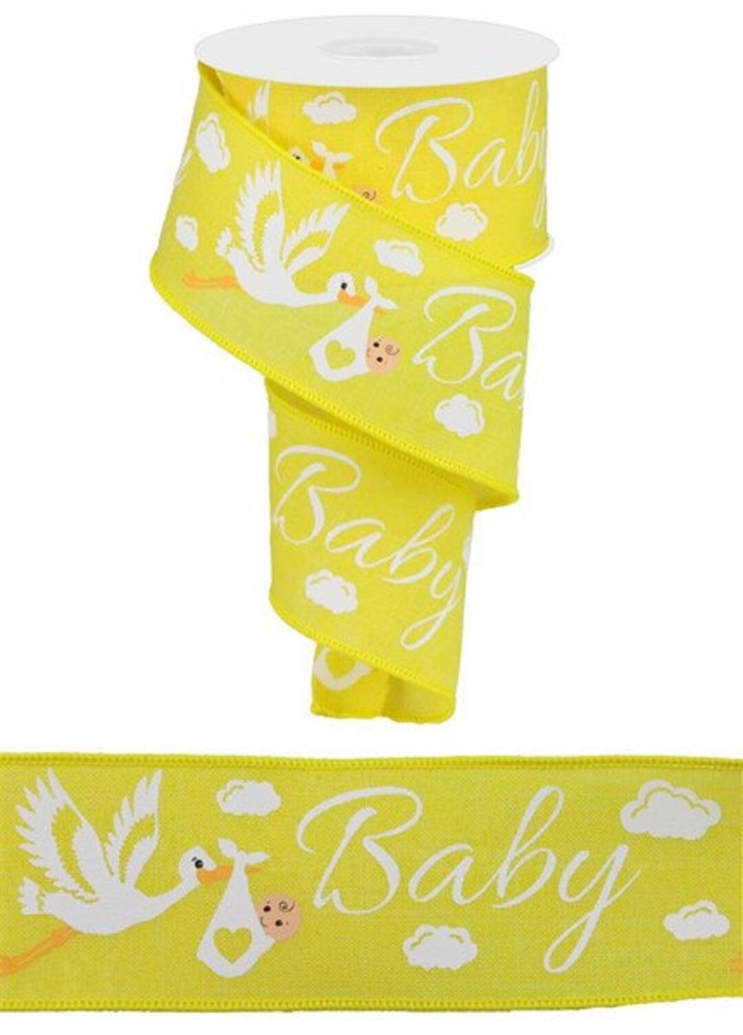 Stork Baby Shower Wired Ribbon, Ribbon for Making Wreaths, Bow Ribbon ...