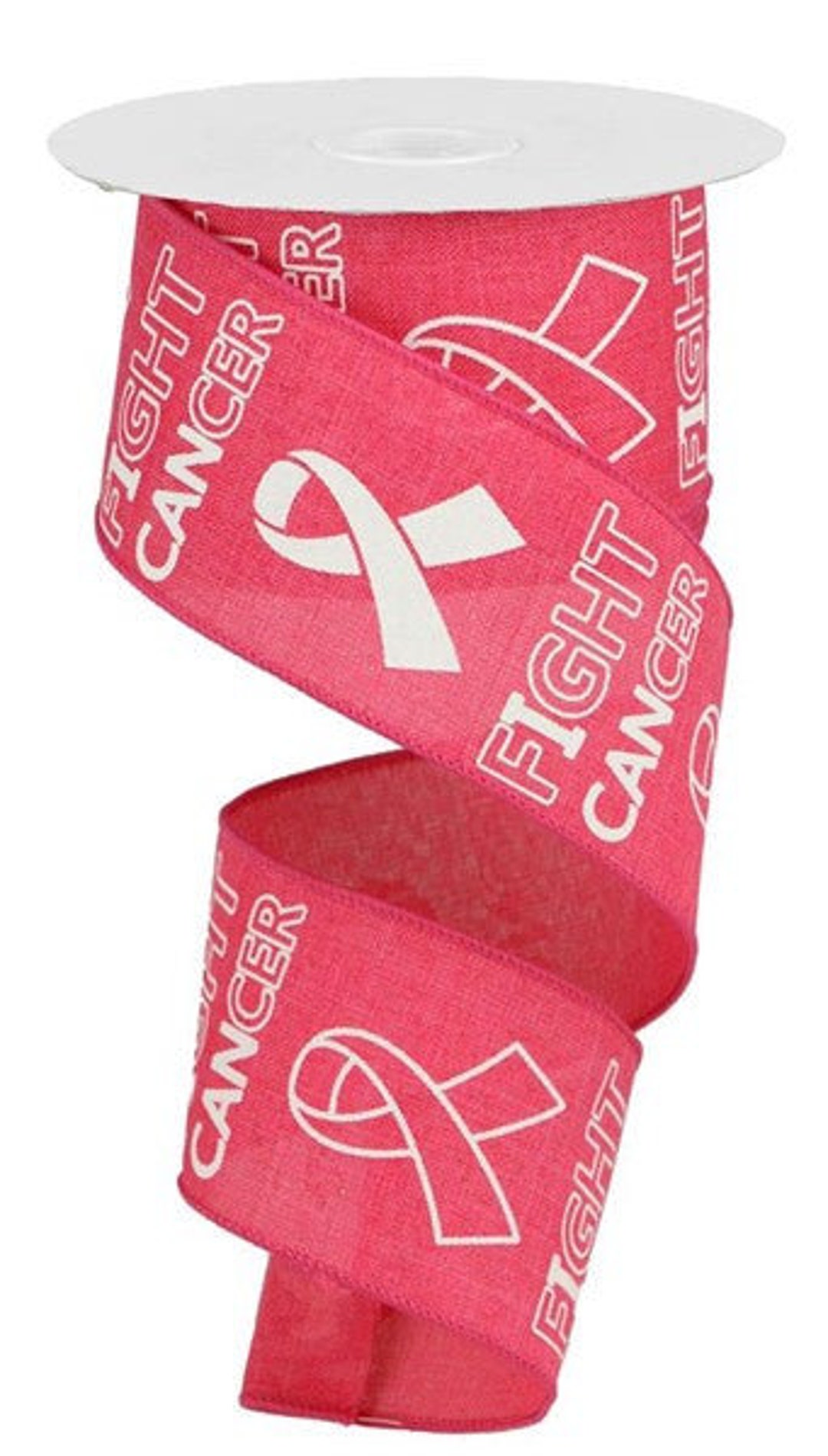 I Can Fight Cancer Wired Ribbon : Breast Cancer Hot Pink White - 2.5" X ...