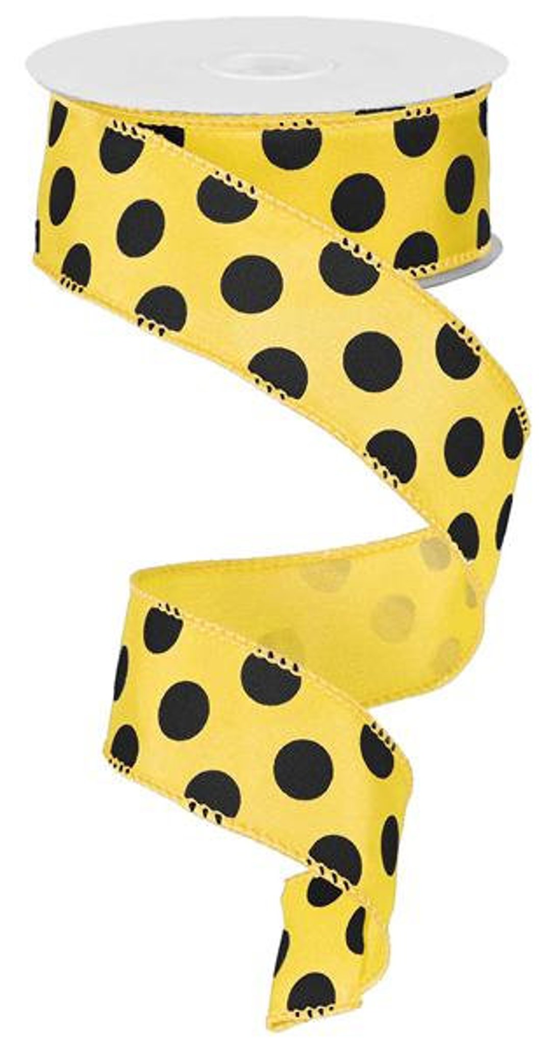 Polka Dot Wired Ribbon, Yellow Black Ribbons, Wreath Ribbon, Bee Ribbon ...