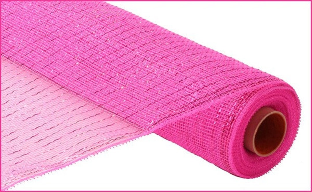Pink With Pink Foil Thin Stripe Poly Deco Mesh, Mesh for Making Wreaths ...