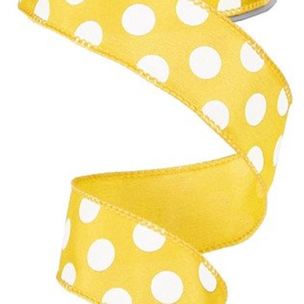 Yellow and White Polka Dot Fabric - Etsy
