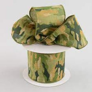 Camo Ribbon, Camo Wired Ribbons, Camouflage Hunter Army Wired Ribbon, 2 ...