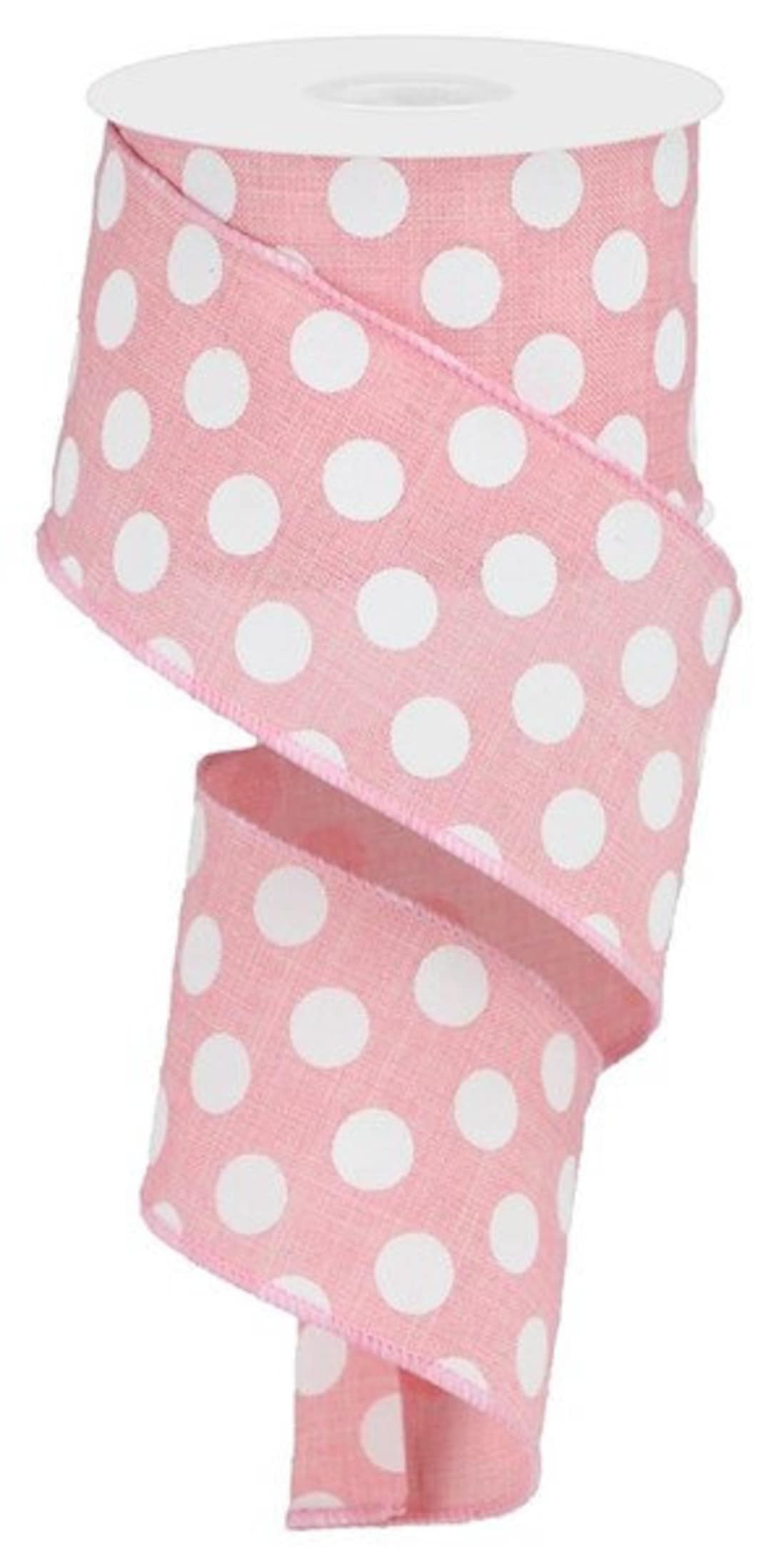 Pink With White Polka Dot Wired Ribbon,, 2.5 Inches X 10 Yards RX9146EH ...