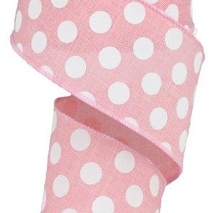 Pink With White Polka Dot Wired Ribbon,, 2.5 Inches X 10 Yards RX9146EH ...