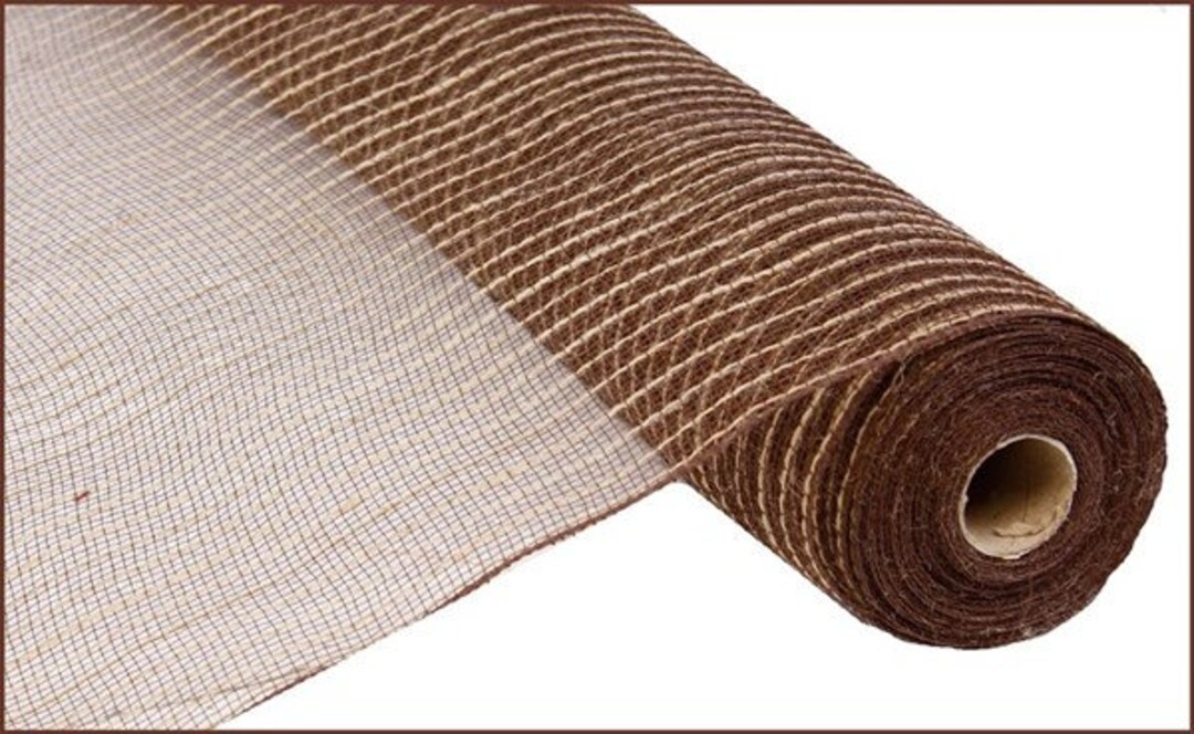 Brown Tan Stripe Jute Deco Mesh, Farmhouse Wreath Supply, Natural Craft ...