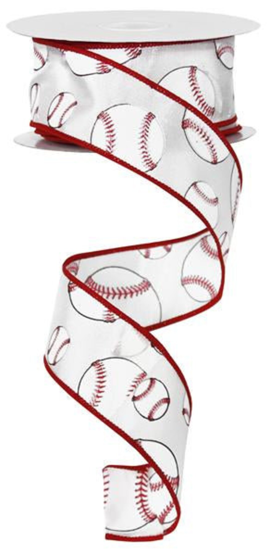 Baseball Wired Ribbon, Sports Ribbon, Coach Basket Ribbon, Red & White ...