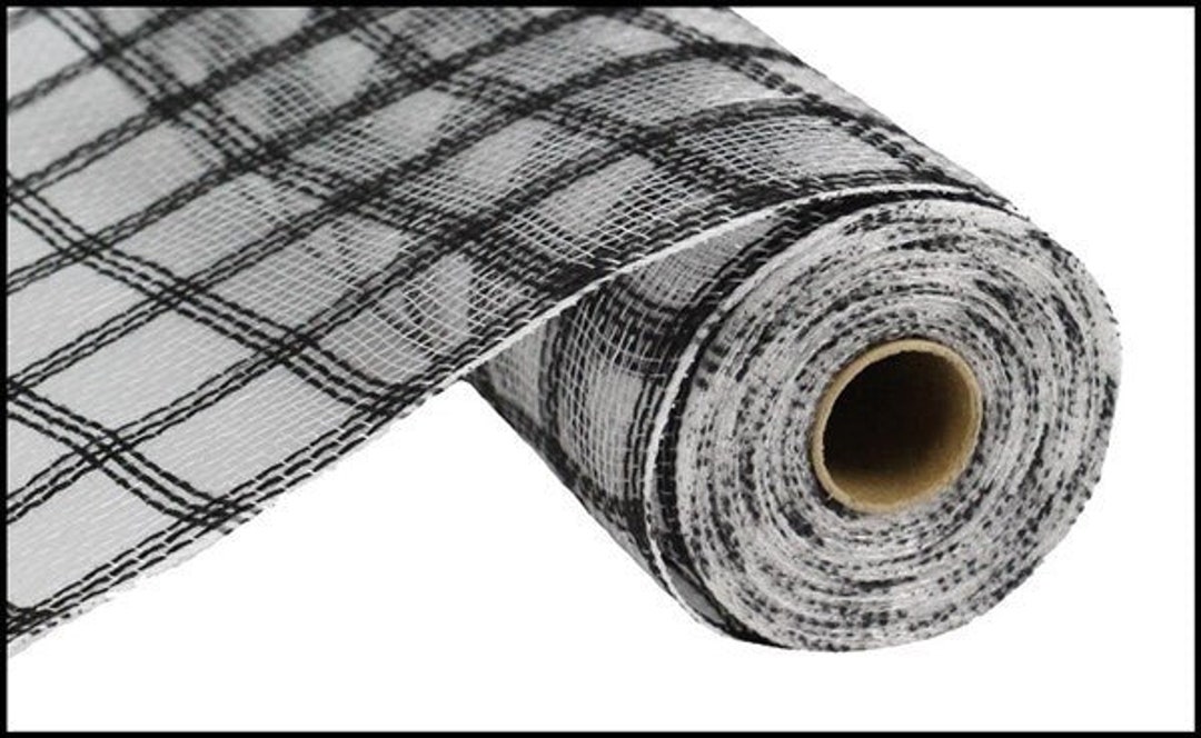 Black & White Plaid Deco Poly Faux Jute Mesh, Deco Mesh Wreaths and ...