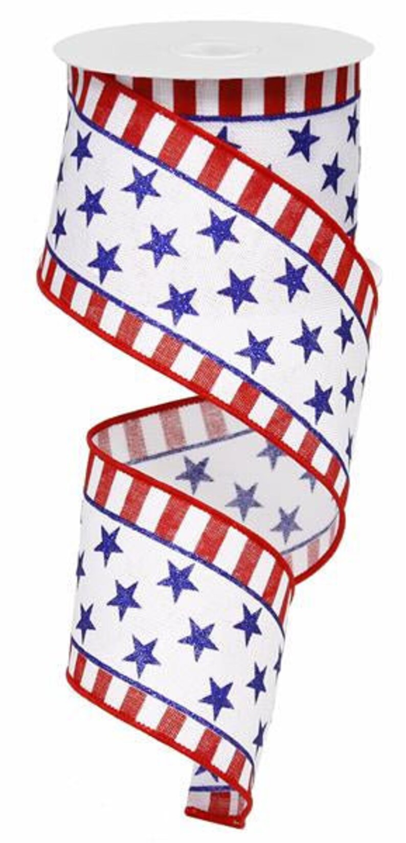 Stars and Stripes on White Red Royal Blue Wired Ribbon - Etsy