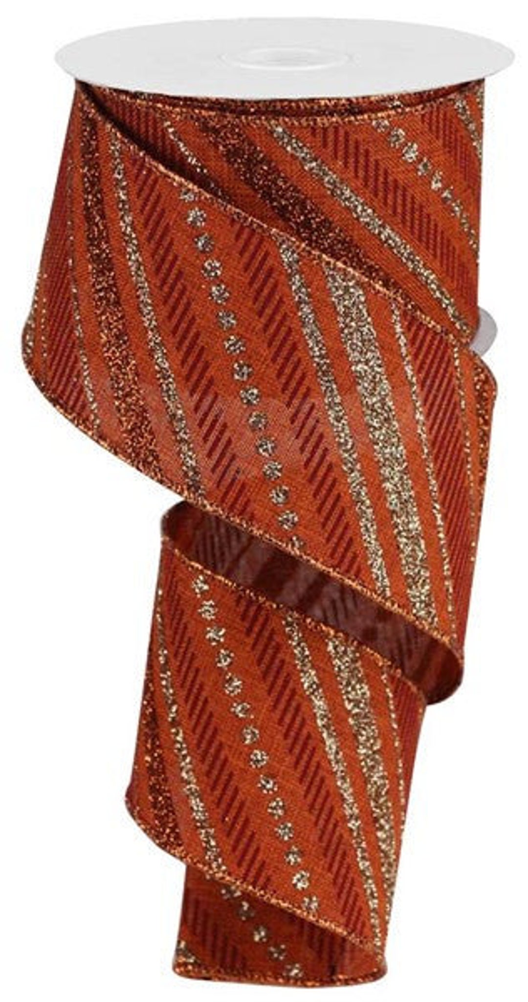 Glitter Diagonal Plaid Fall Thanksgiving Ribbon: Rust, Copper, Burgundy ...