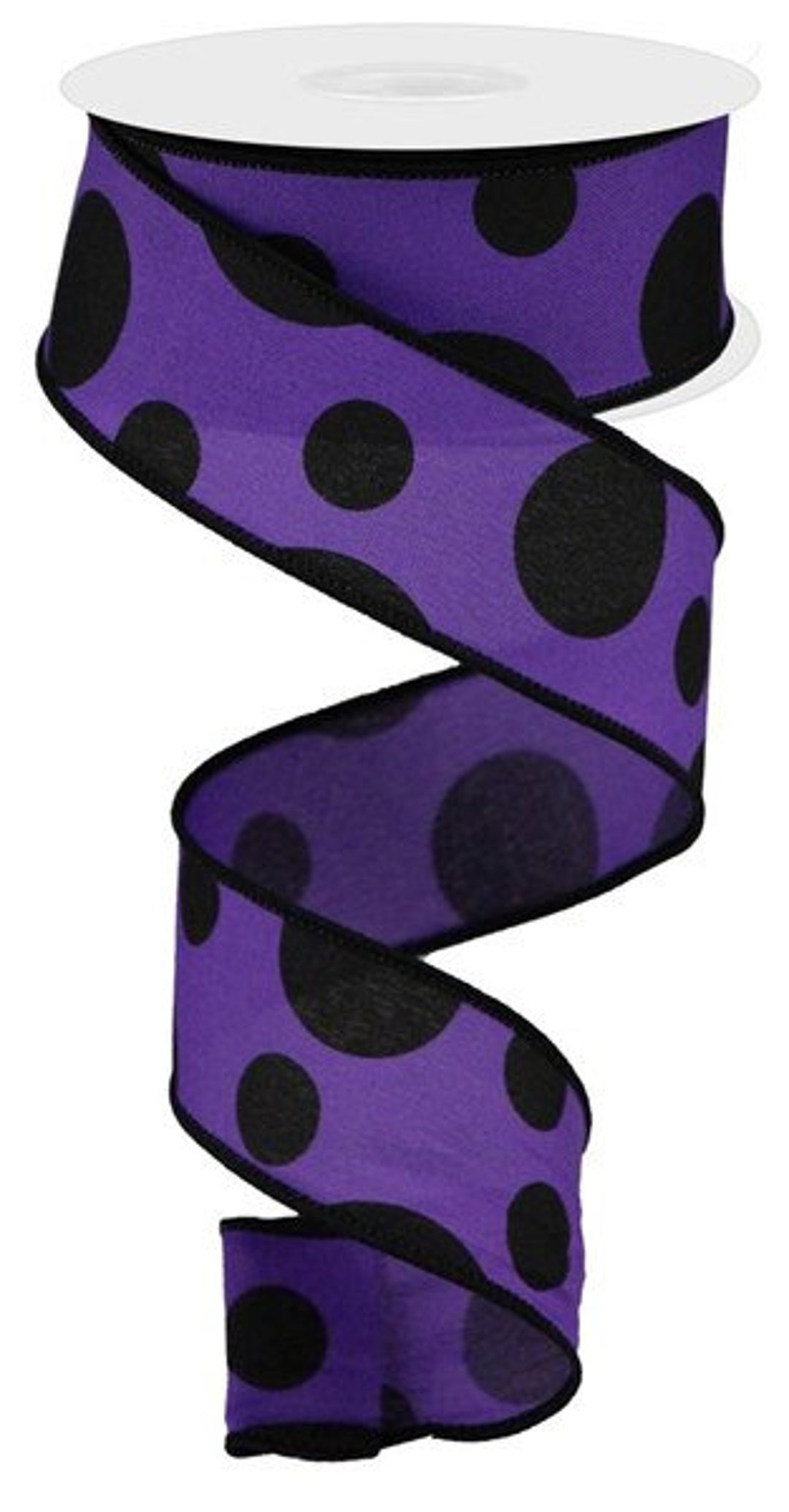 Halloween Wired Ribbon, Purple With Black Polka Dot, Craft Accent ...