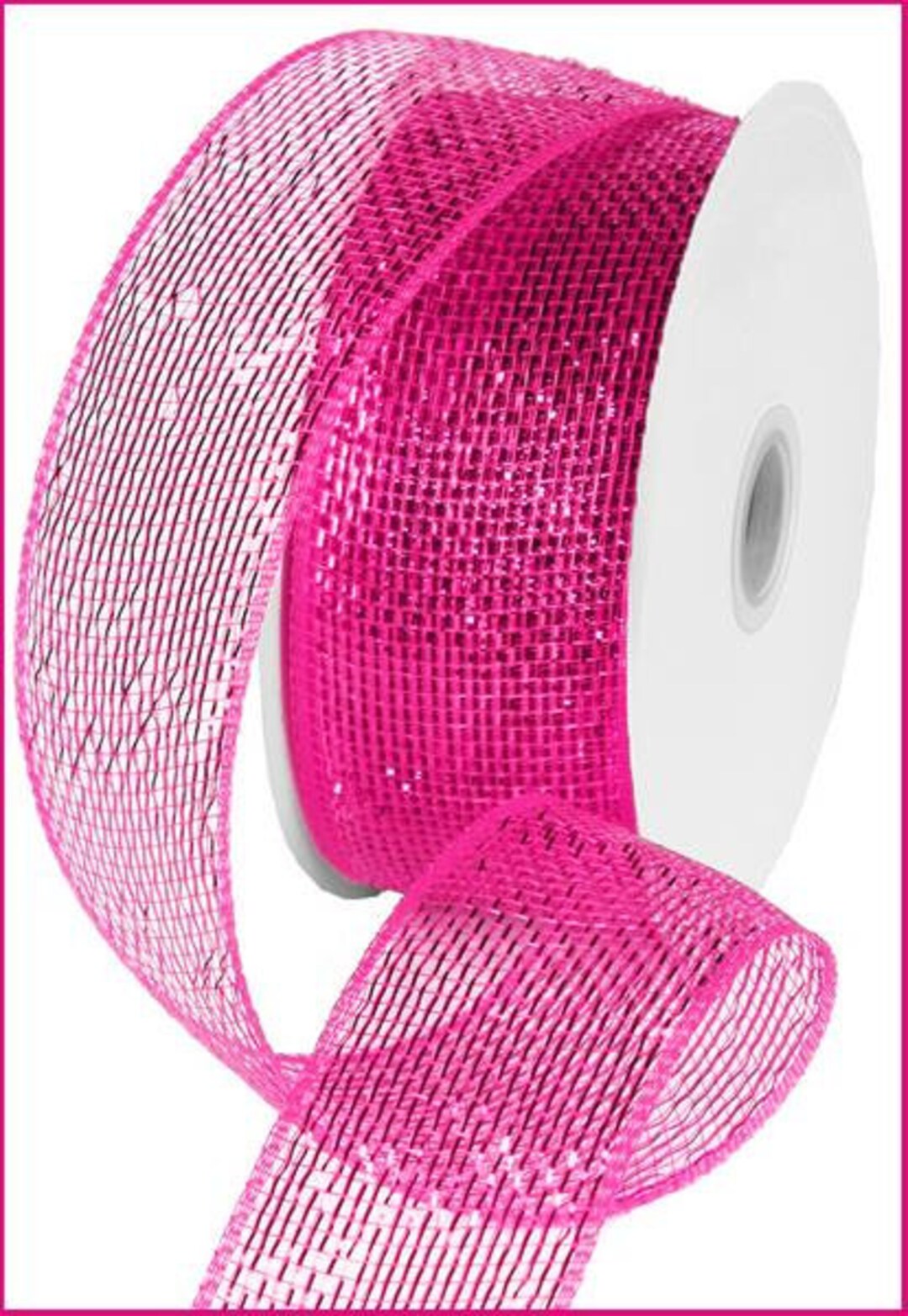 Pink Metallic Foil Deco Poly Sash Mesh, Wreath Metallic 2.5" X 25 Yards ...