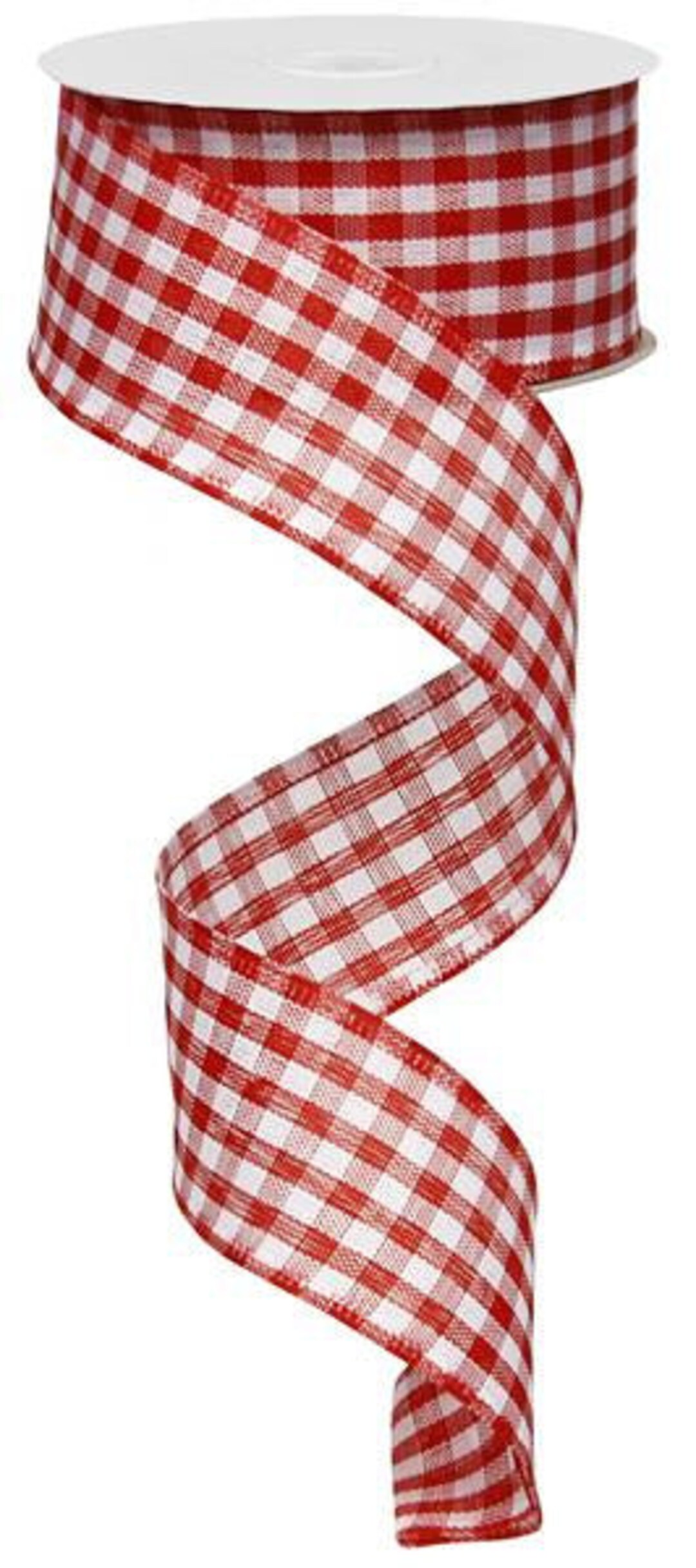 Gingham Check Wired Ribbon: Red White - 1.5 Inch X 10 Yards - RG01048F3 ...