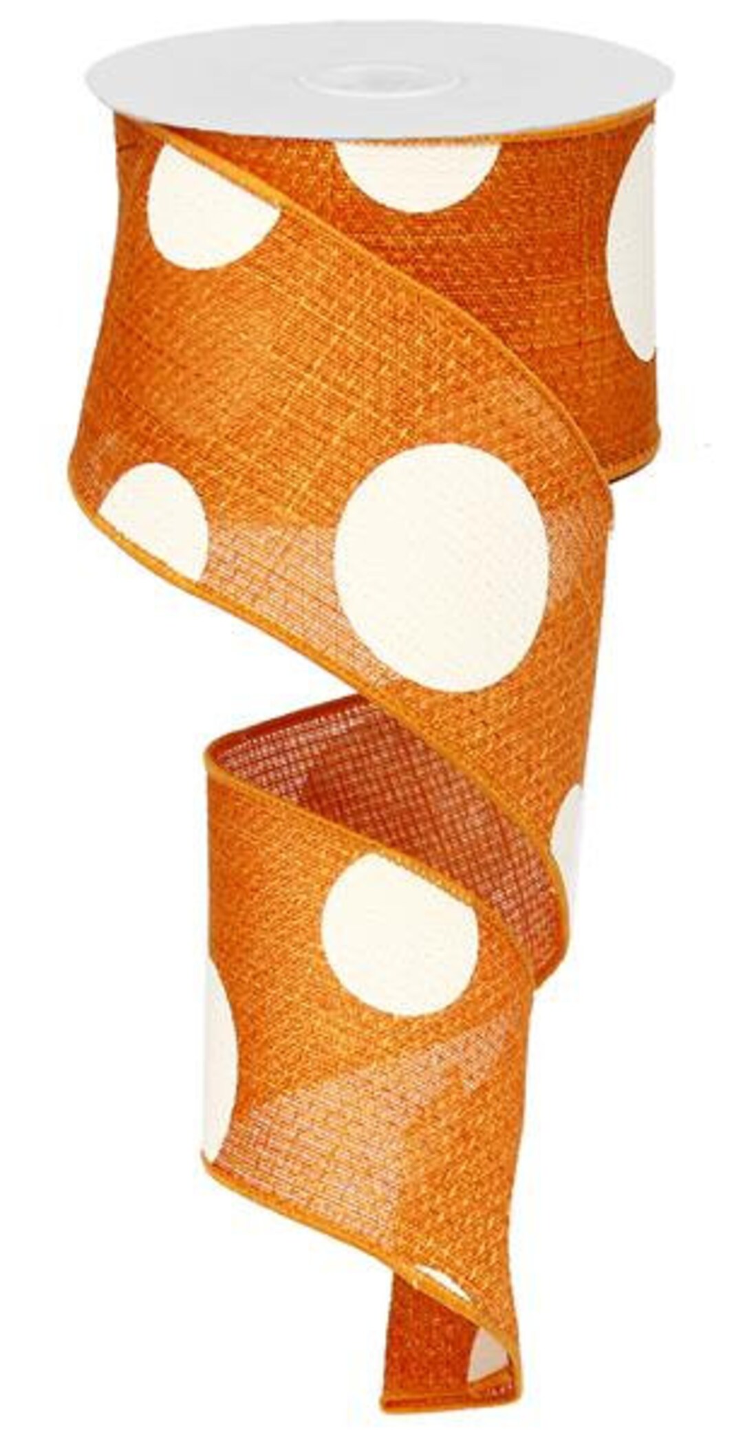 Orange Polka Dot Ribbon, Wired Giant Dot Ribbon, Orange Ivory Fall ...