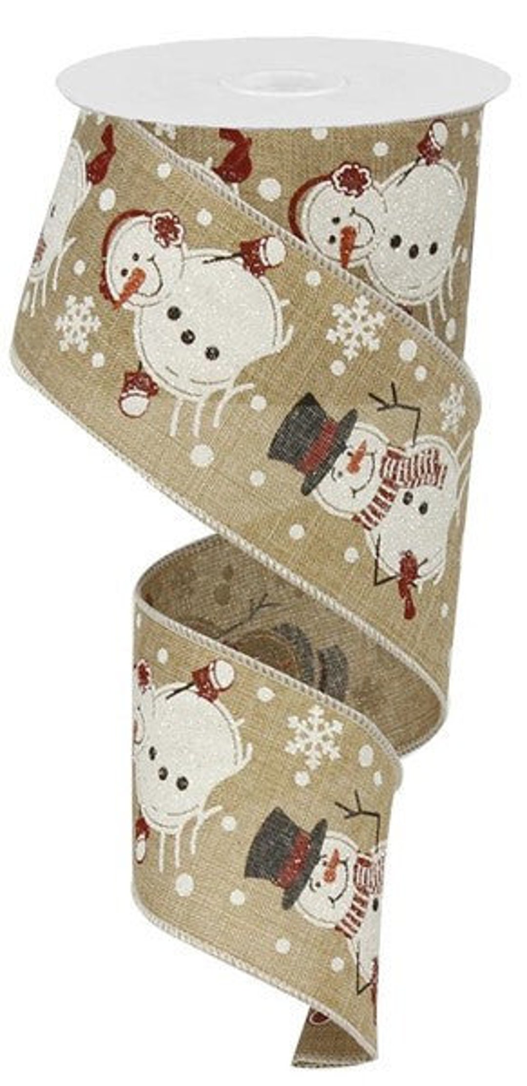 Snowman Christmas Wired Ribbon, Stiff Ribbons for Making Bows, Wreath ...