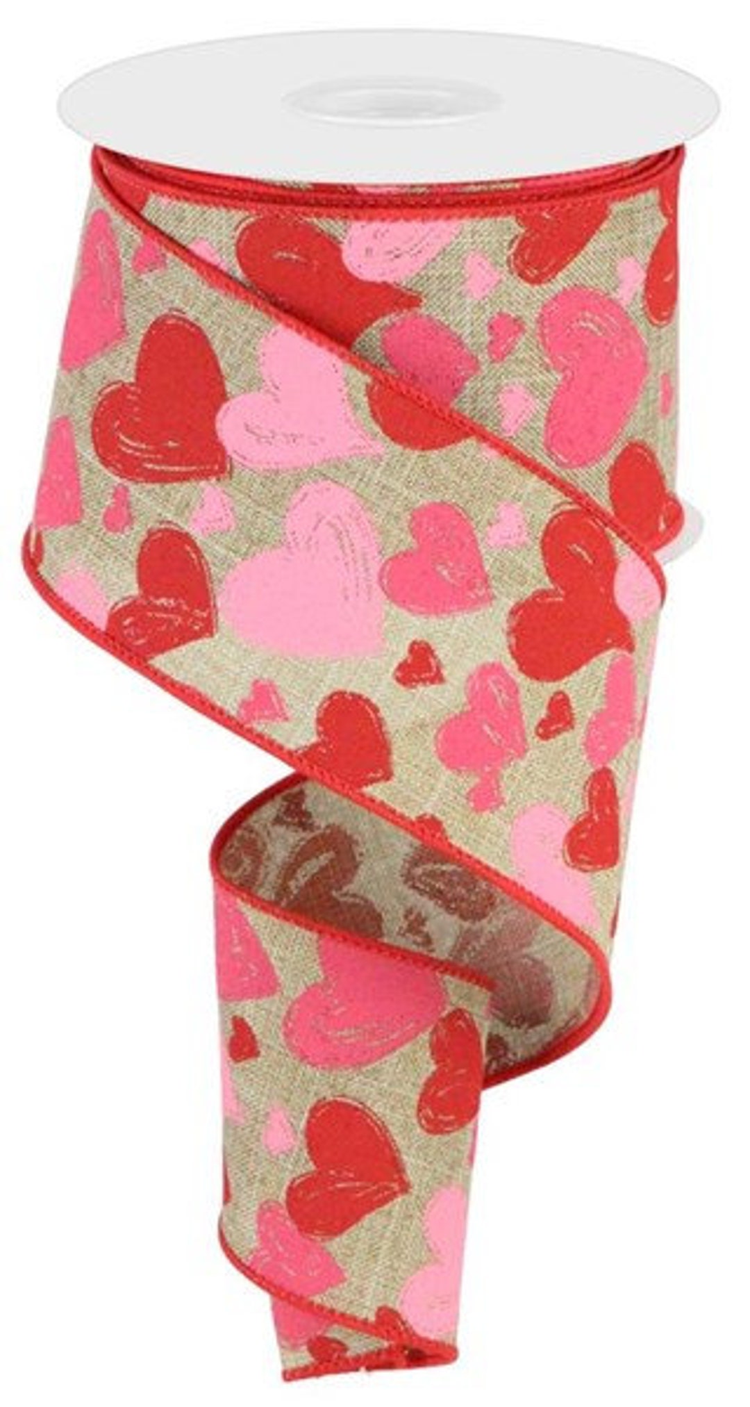 Hearts Wired Ribbon, Heart Wreath Ribbon, Valentines Day Ribbon for ...