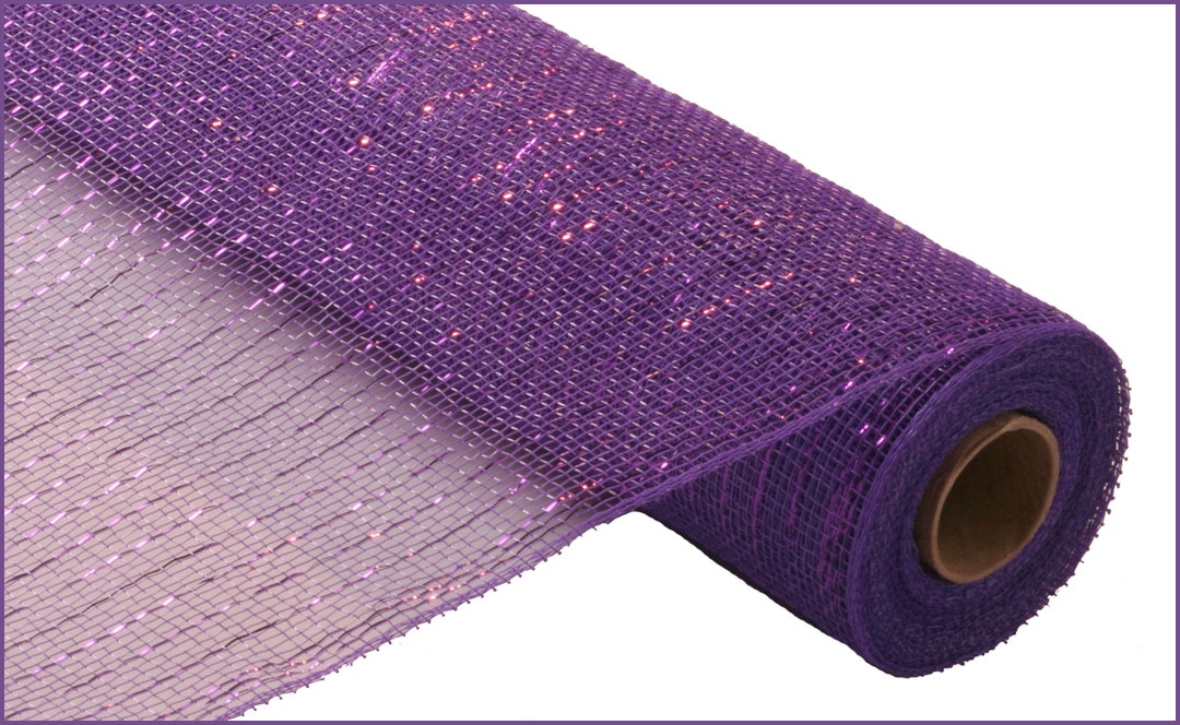 Purple Metallic Poly Deco Mesh,, 10 Inches X 10 Yards (30 Feet ...