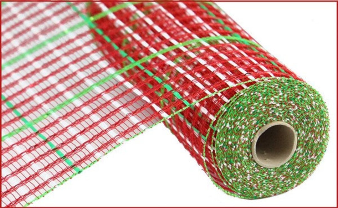 Christmas Deco Poly Mesh, Red Lime White Creating Whimsical and Playful ...