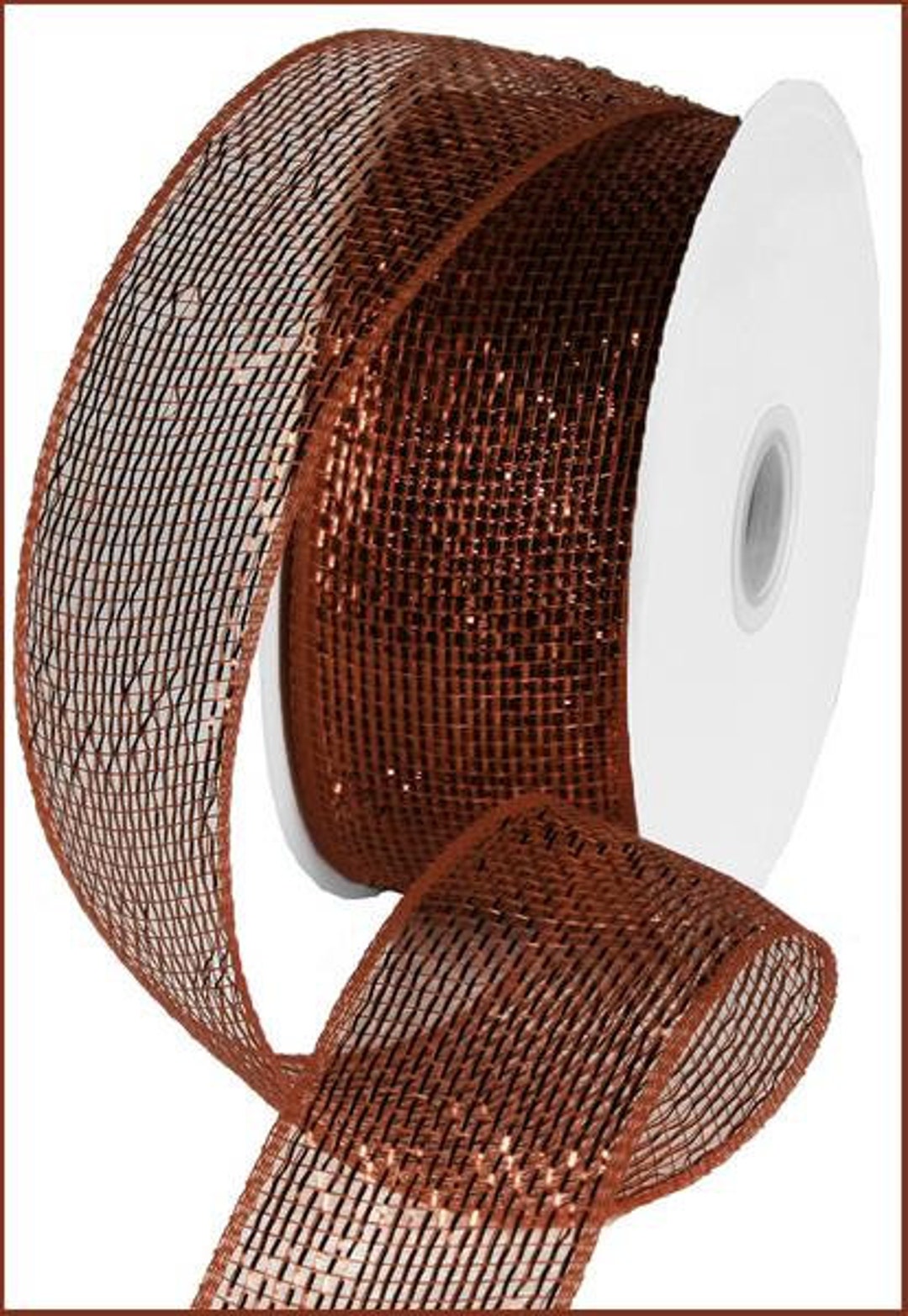 Brown Metallic Foil Deco Poly Sash Mesh, Wreath Metallic 2.5" X 25 ...