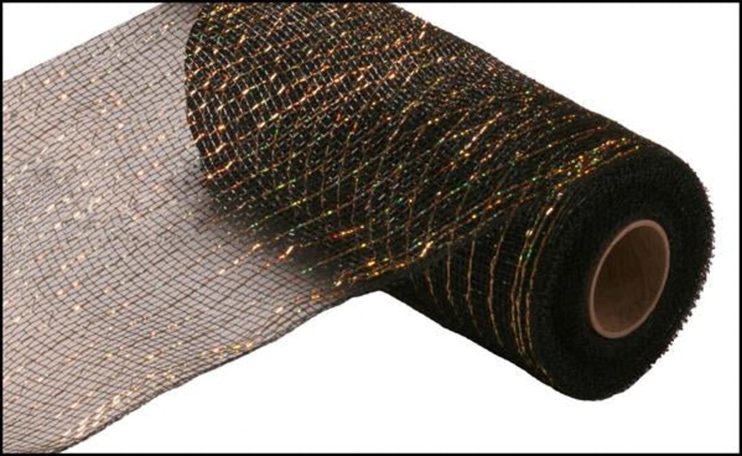 Black Deco Poly Mesh, Metallic Craft Supply for Handmade Wreath, 10 ...