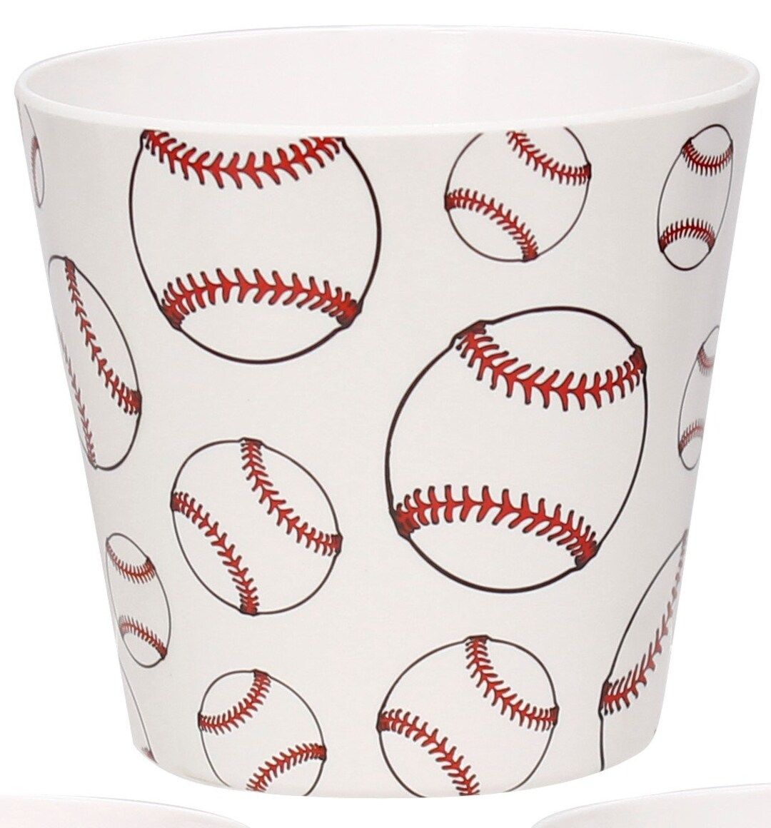 Baseball Melamine Flower Pot Bucket White Black 4.875 Inches - Etsy