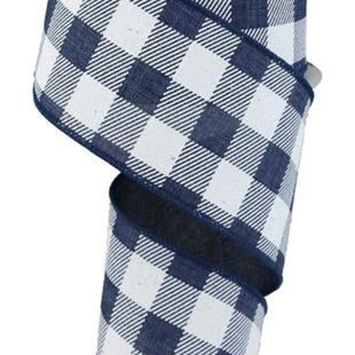 Royal Blue and White Check Wired Ribbon 2.5x10yd Large - Etsy