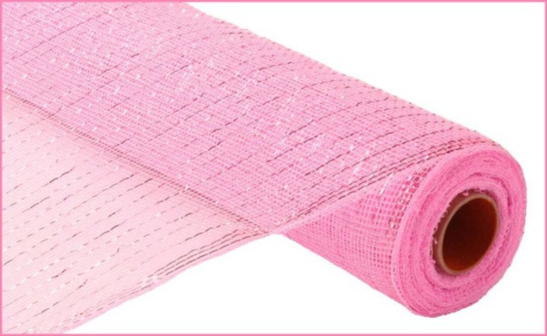 Pink Metallic Poly Deco Mesh,, 10 Inches X 10 Yards (30 Feet) RE100122 ...