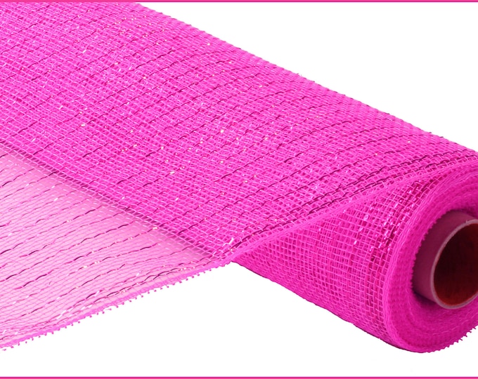 Pink Fuchsia Metallic Poly Deco Mesh, Mesh for Making Wreaths, Wreath ...