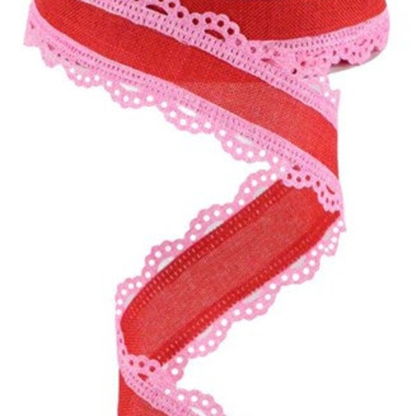 Red Lace Ribbon - Etsy