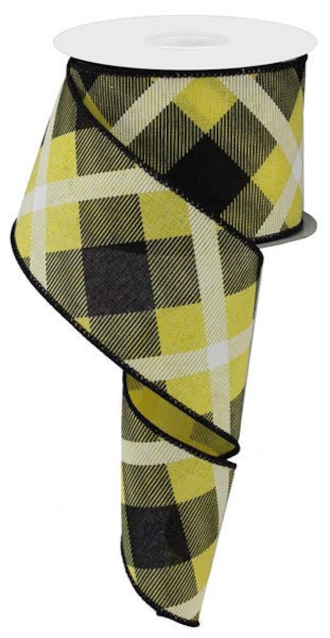 Yellow Black White Plaid Wired Ribbon. 2.5 Inch X 10 Yards - Etsy
