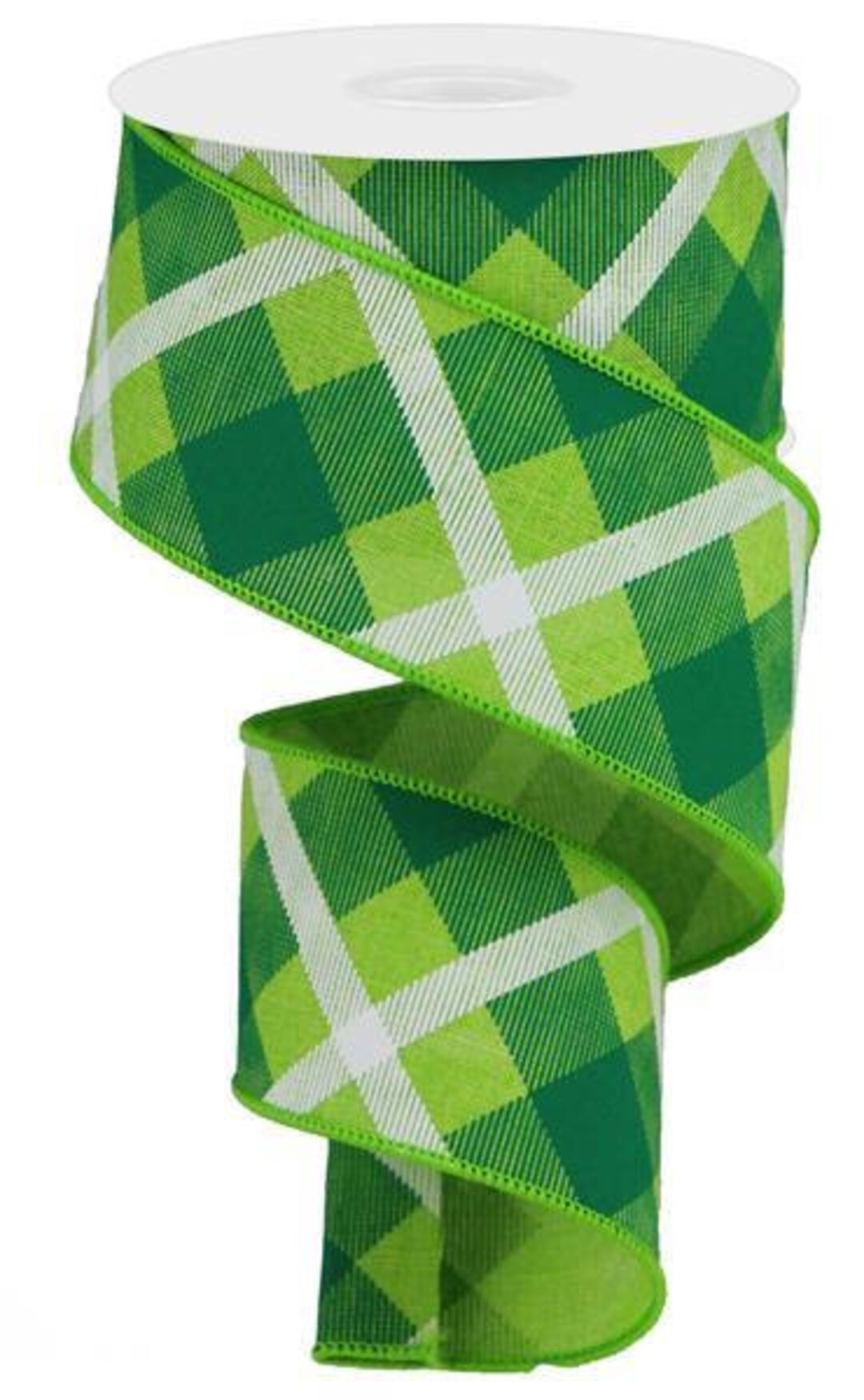 Plaid Wired Ribbon, Yellow & Green Craft Accent Supply for Wreaths, 2.5 ...