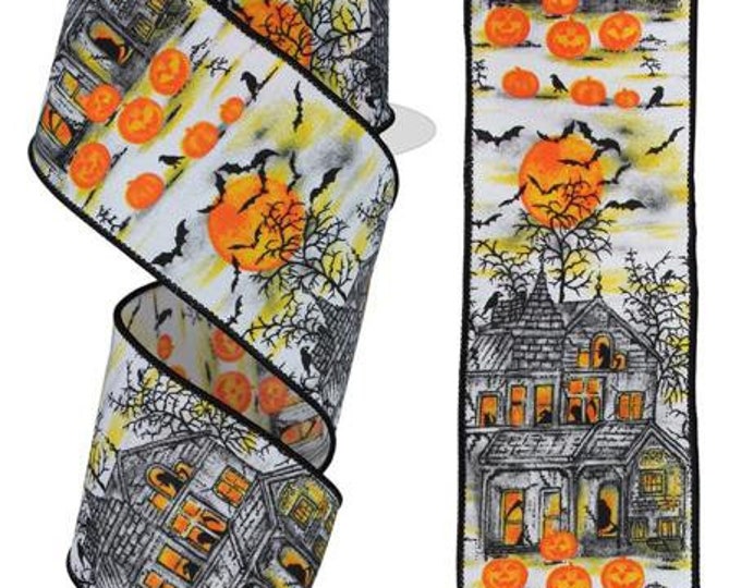 Halloween Wired Ribbon, Spooky, Scary 2.5 Inch X 10 Yards, Dark Ribbon ...