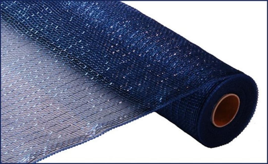 Blue With Metallic Stripe Deco Poly Mesh, Supplies to Make Deco Mesh S ...