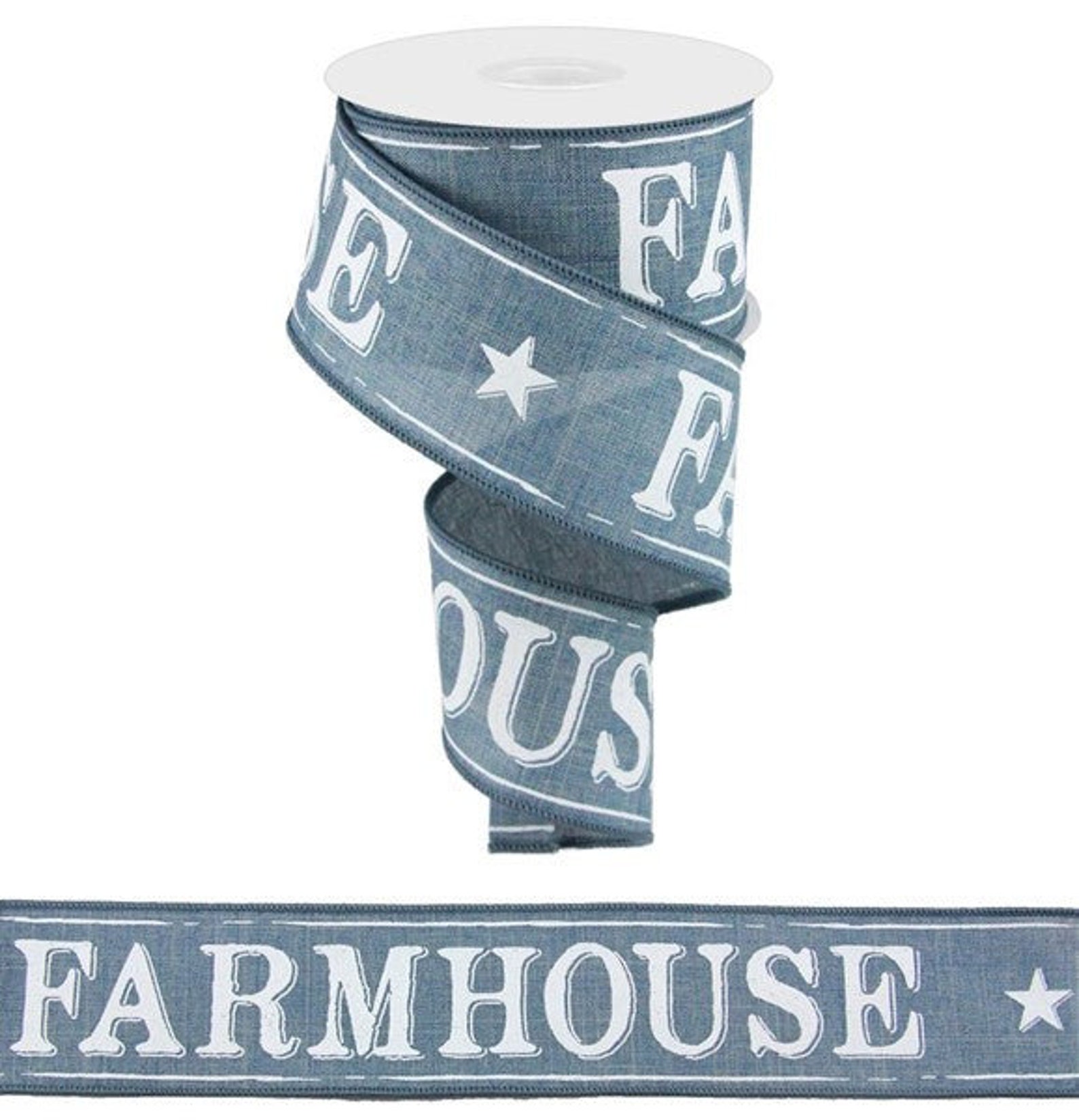 Farmhouse Country Wired Ribbon Blue & White Accent Ribbons to - Etsy