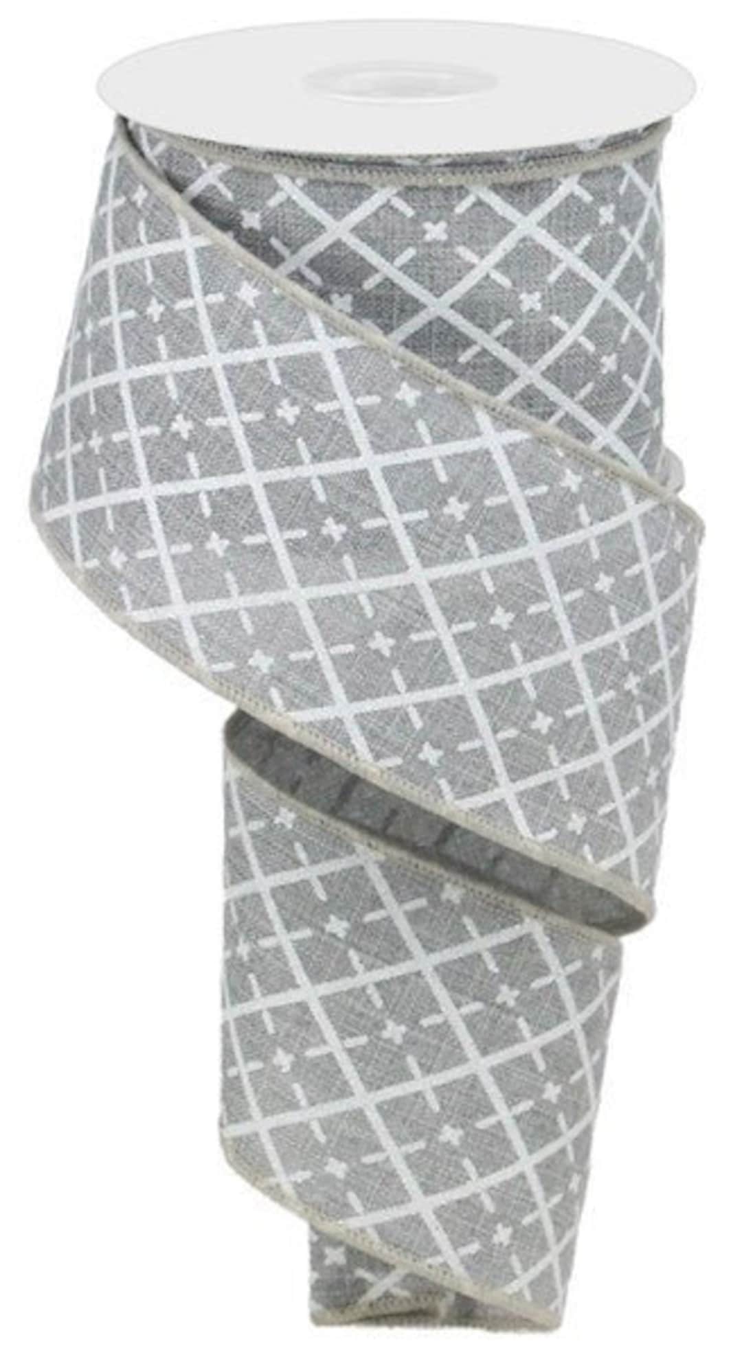 Argyle Wired Ribbon, Grey and White Ribbons, Gray Ribbons for Making ...