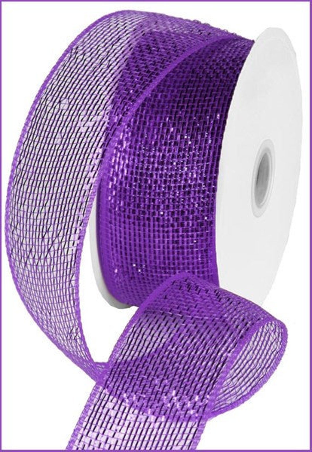 Purple Metallic Foil Deco Poly Sash Mesh, Wreath Metallic 2.5" X 25 ...