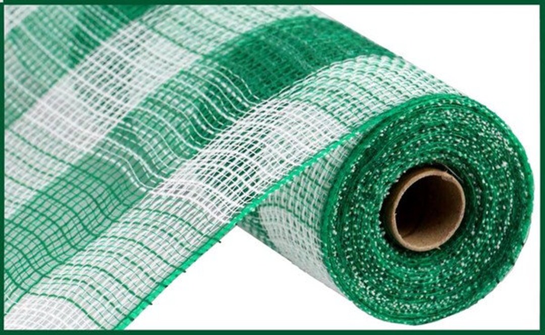 Green & White Plaid Deco Mesh: St Patrick's Wreath Decoration (10.25 ...