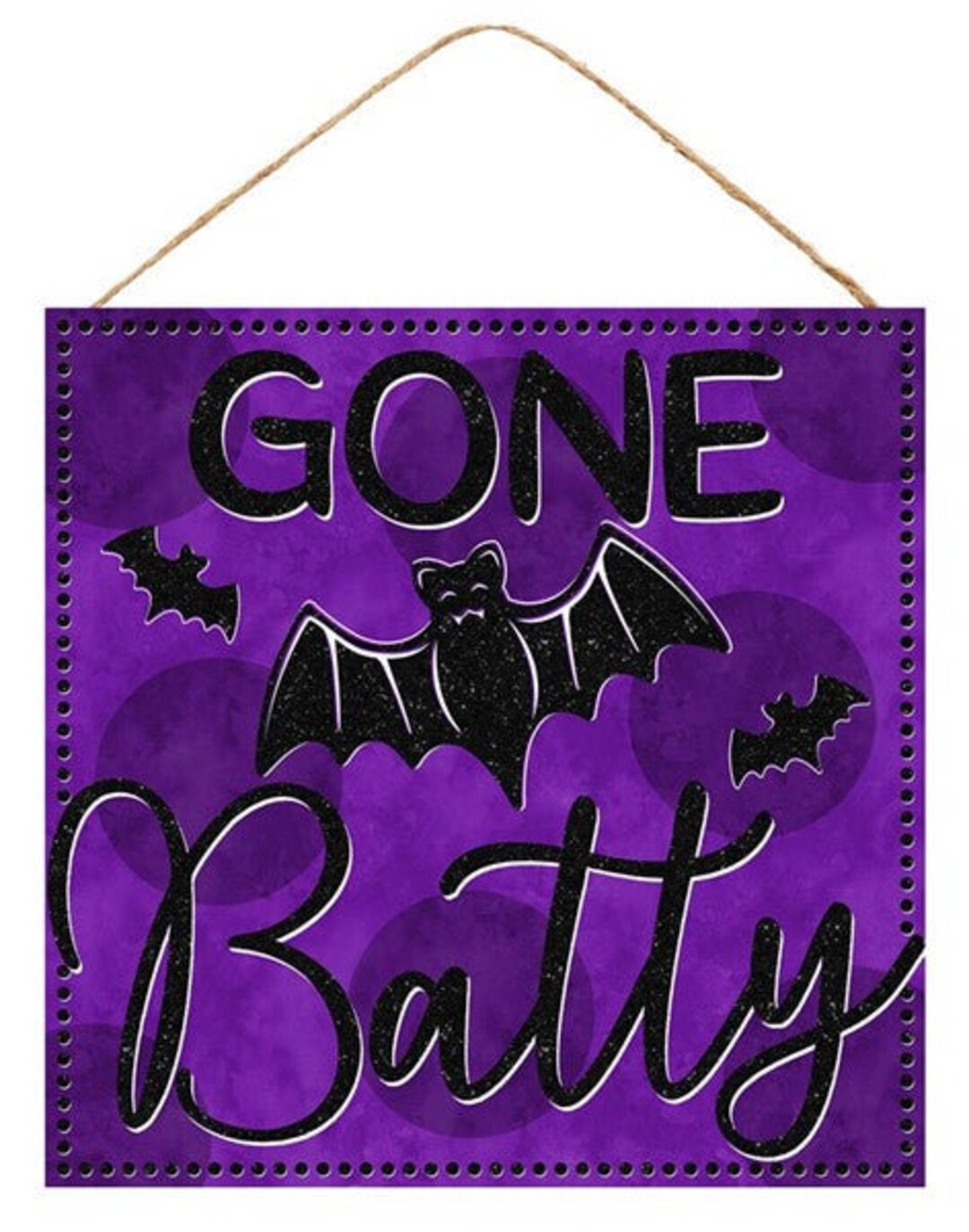 10" Wooden Sign: Gone Batty - Halloween Purple Black Bat Wood Wall Door ...