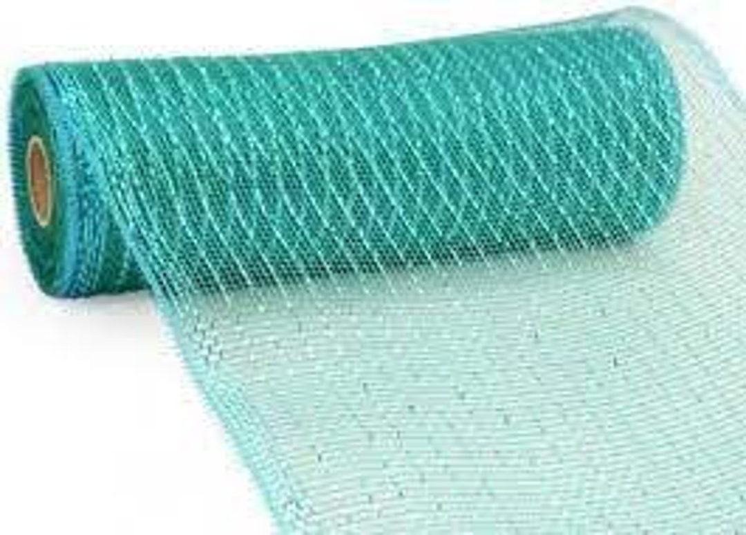 Teal Deco Poly Mesh, Metallic, 10 Inches X 10 Yards, Wreath Mesh for ...
